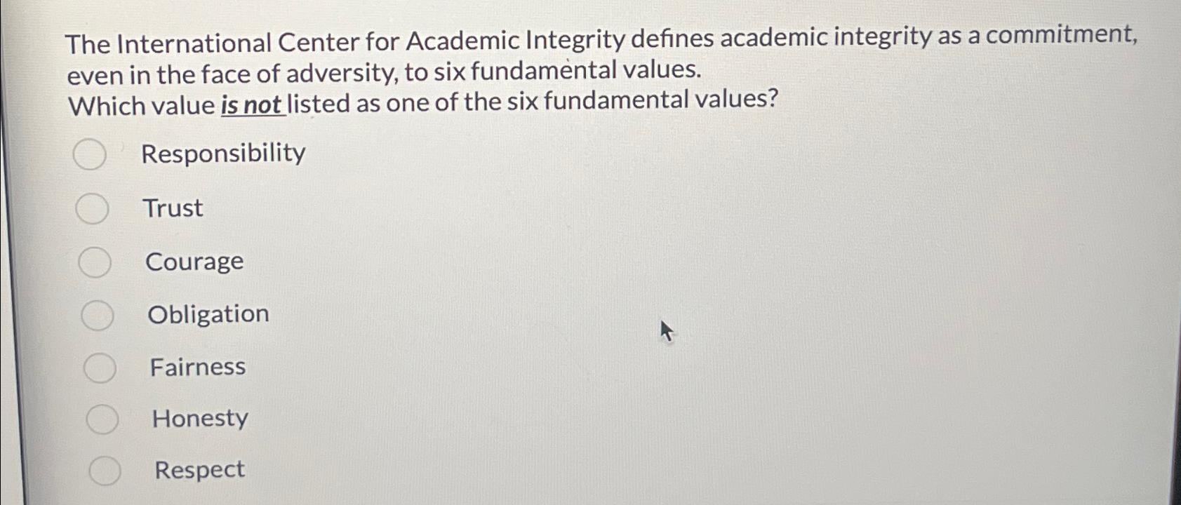 Solved The International Center for Academic Integrity | Chegg.com