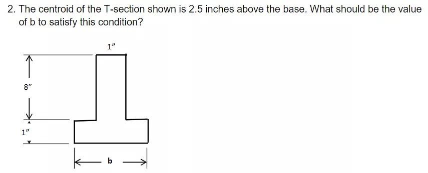 Solved the centroid of the T-section shown is 2.5 inches | Chegg.com