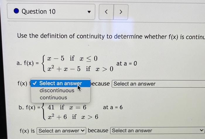 Solved Use the definition of continuity to determine whether | Chegg.com