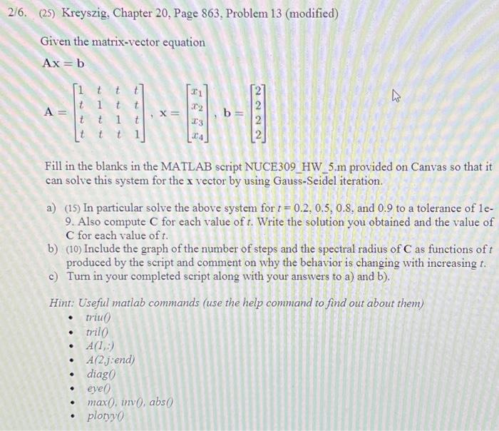 6. (25) Kreyszig, Chapter 20 , Page 863 , Problem 13 | Chegg.com