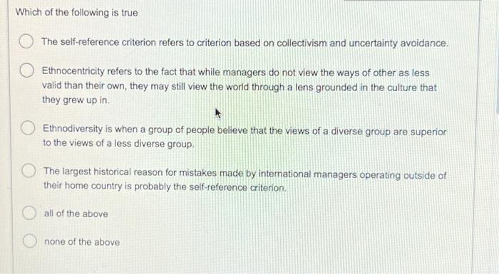 Solved Which of the following is true The self-reference | Chegg.com