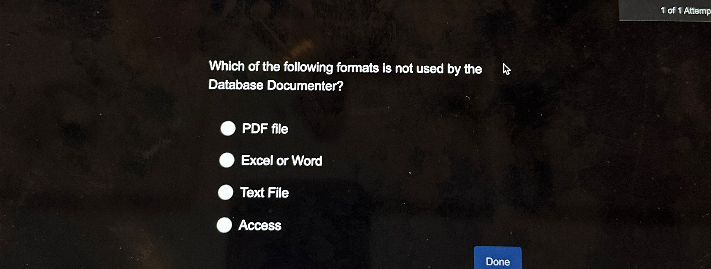 Solved 1 ﻿of 1 ﻿AttempWhich of the following formats is not | Chegg.com
