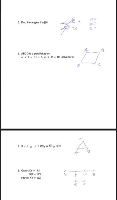 Solved 5. Find the angles if a ∥ b 6. ABCD is a | Chegg.com