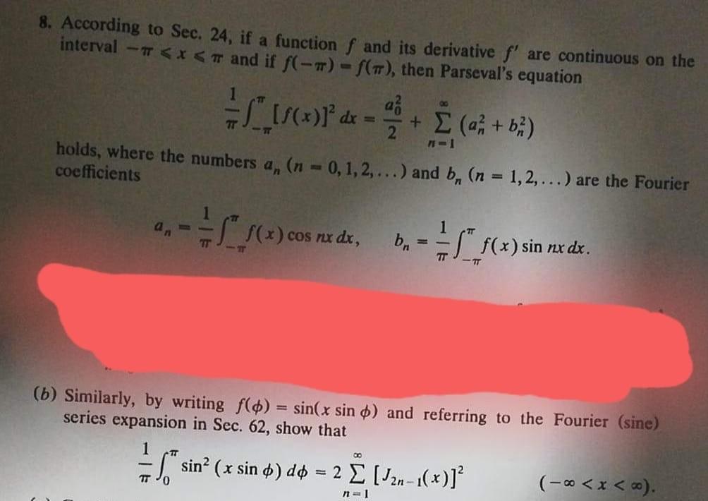 Solved 8. According to Sec. 24 , if a function f and its | Chegg.com