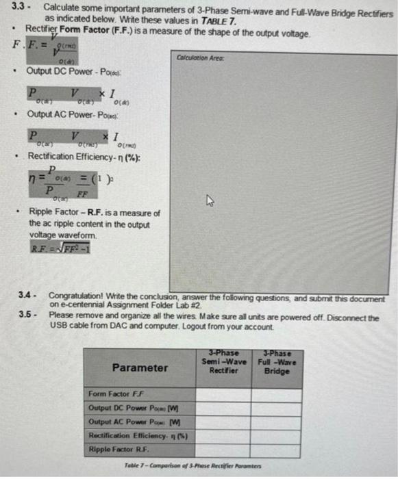 Solved 3.3 - Calculate some important parameters of 3-Phase | Chegg.com