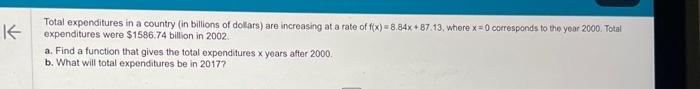 Solved Total expenditures in a country (in billions of | Chegg.com