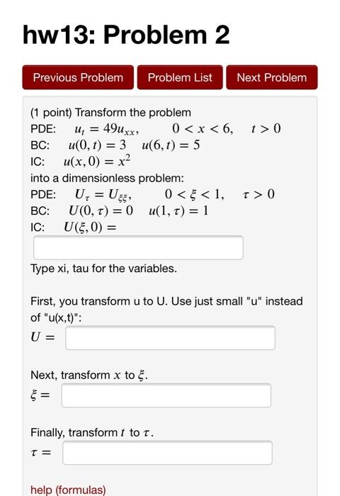 Solved hw13: Problem 2 Previous Problem Problem List Next | Chegg.com Solved hw13: Problem 2 Previous Problem Problem List Next | Chegg.com