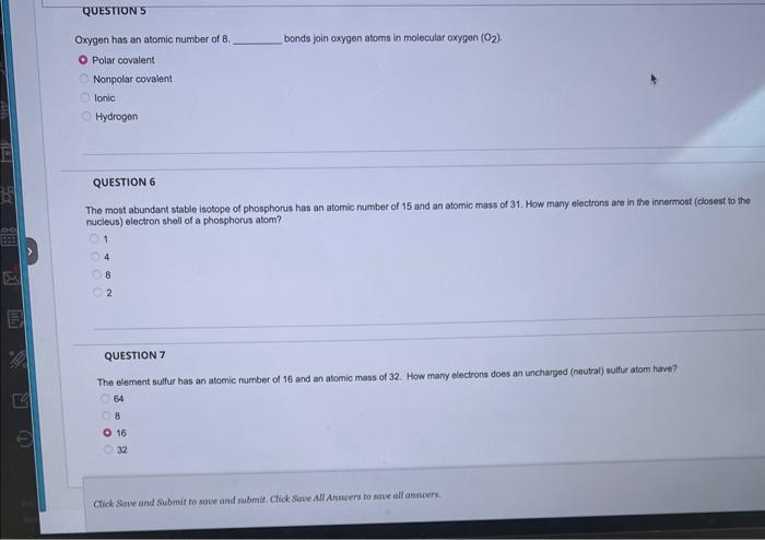 Solved Oxygen has an atomic number of 8 . bonds join oxygen | Chegg.com
