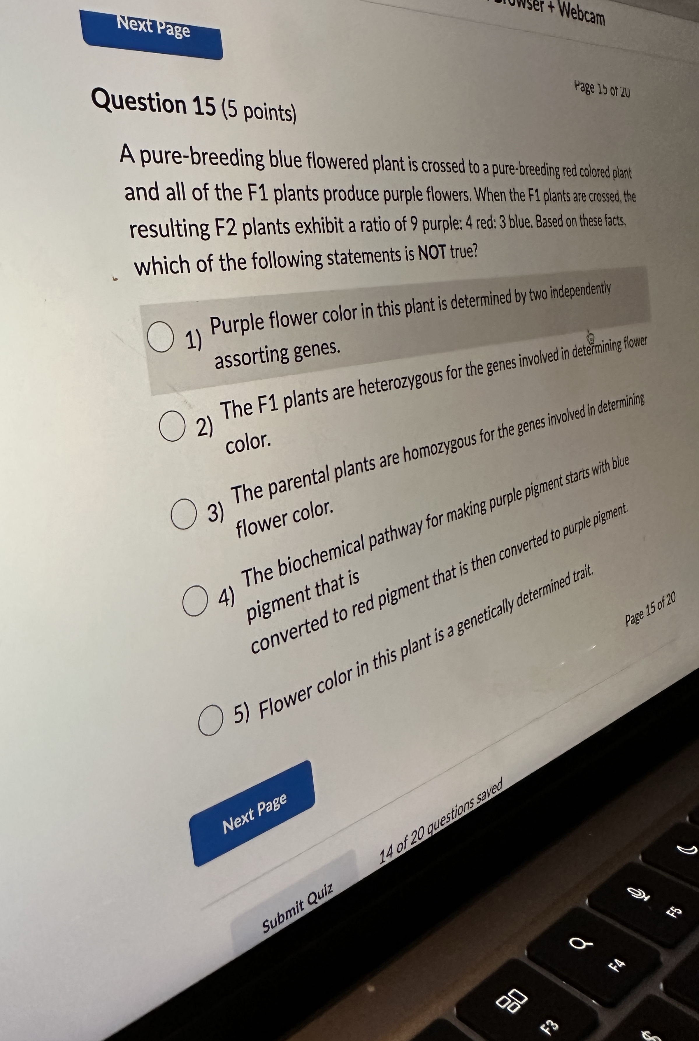 Solved Next PageQuestion 15 (5 ﻿points)Hage 1500:2UA | Chegg.com