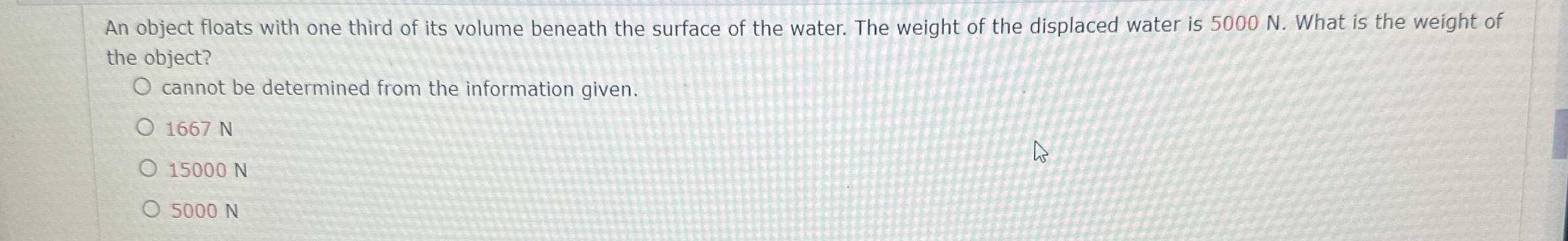 Solved An object floats with one third of its volume beneath | Chegg.com