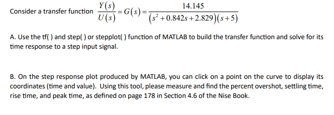 Consider a transfer function | Chegg.com
