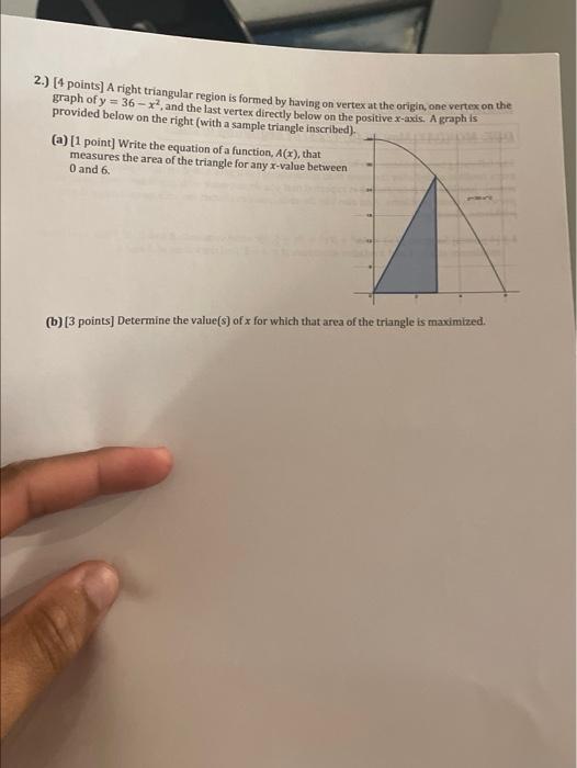 Solved 2.) [4 points] A right triangular region is formed by | Chegg.com