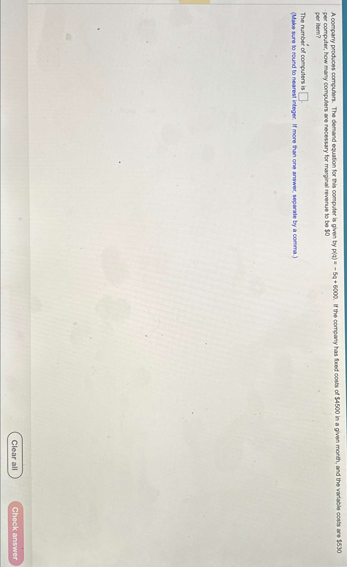 Solved A company produces computers. The demand equation for | Chegg.com