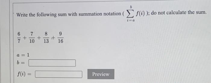 Solved Write the following sum with summation notation | Chegg.com