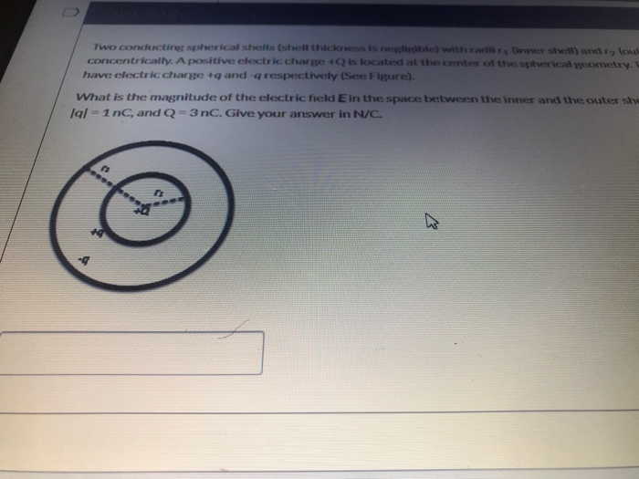 Solved Two conducting spherical shells shell thickness nec | Chegg.com