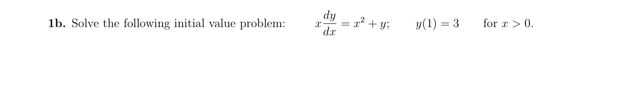 Solved 1b. ﻿Solve the following initial value problem: | Chegg.com