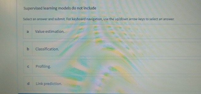 Solved Supervised learning models do not includeSelect an | Chegg.com