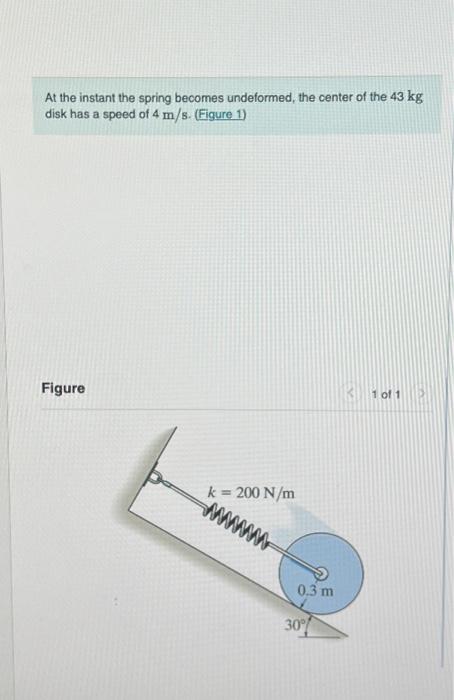 Solved At the instant the spring becomes undeformed, the | Chegg.com