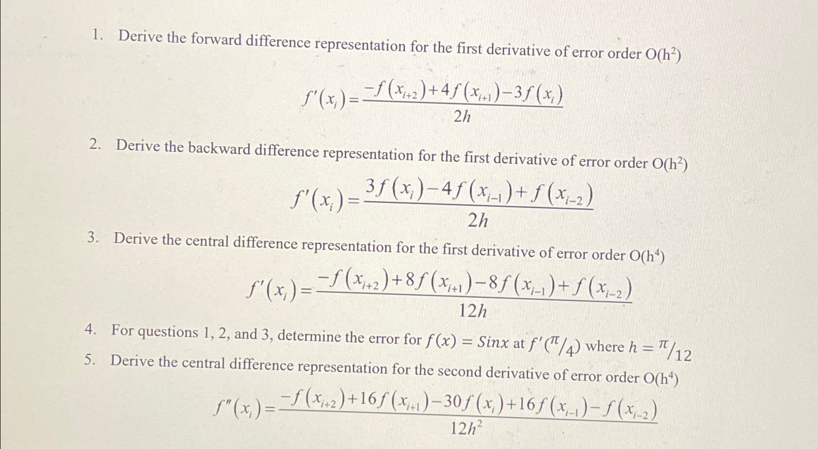 Solved Derive the forward difference representation for the | Chegg.com