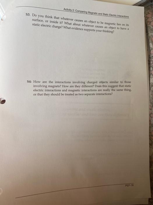 Solved Unit PEF Summarizing Questions The interactions you | Chegg.com