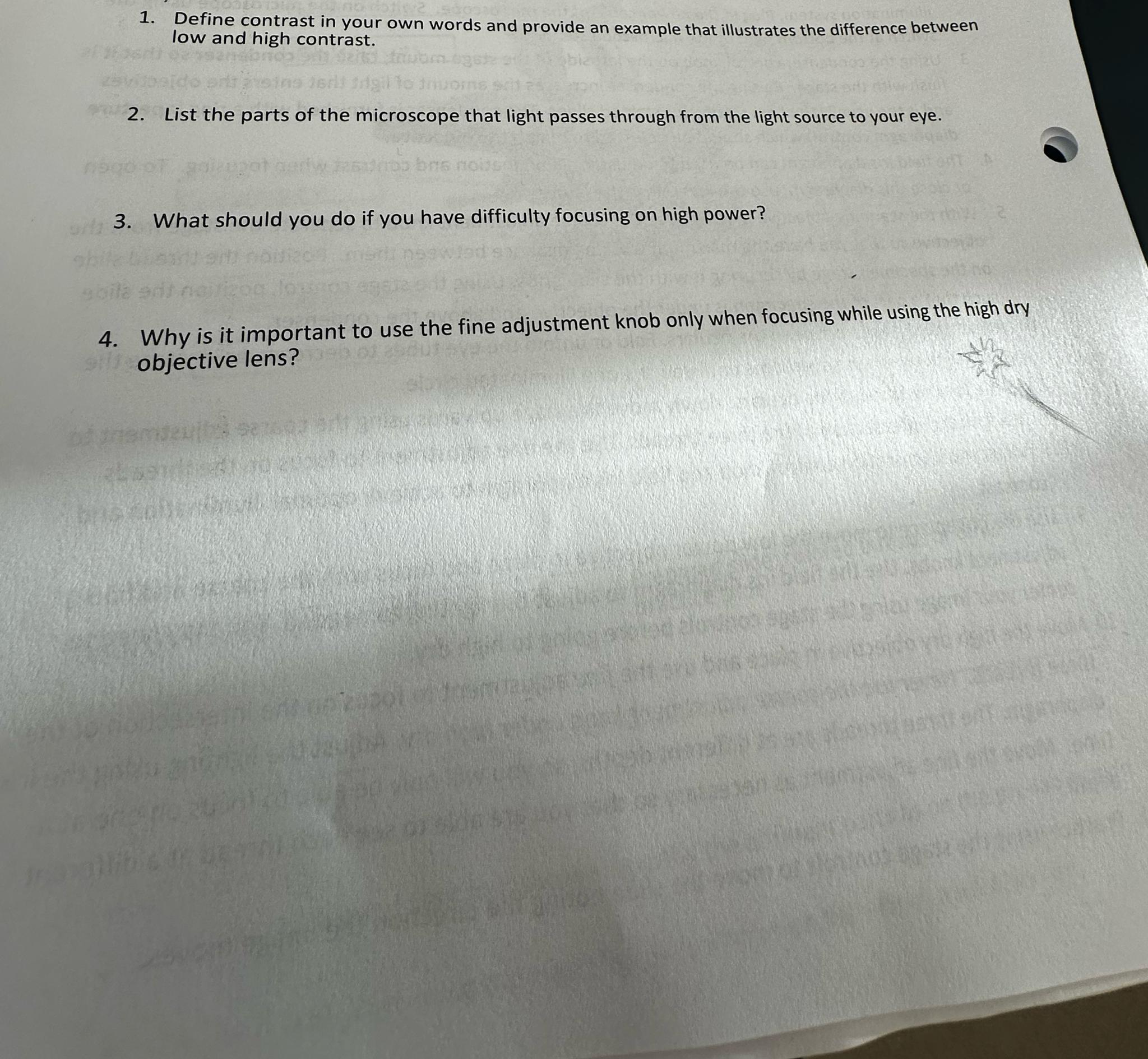 Define contrast in your own words and provide an | Chegg.com