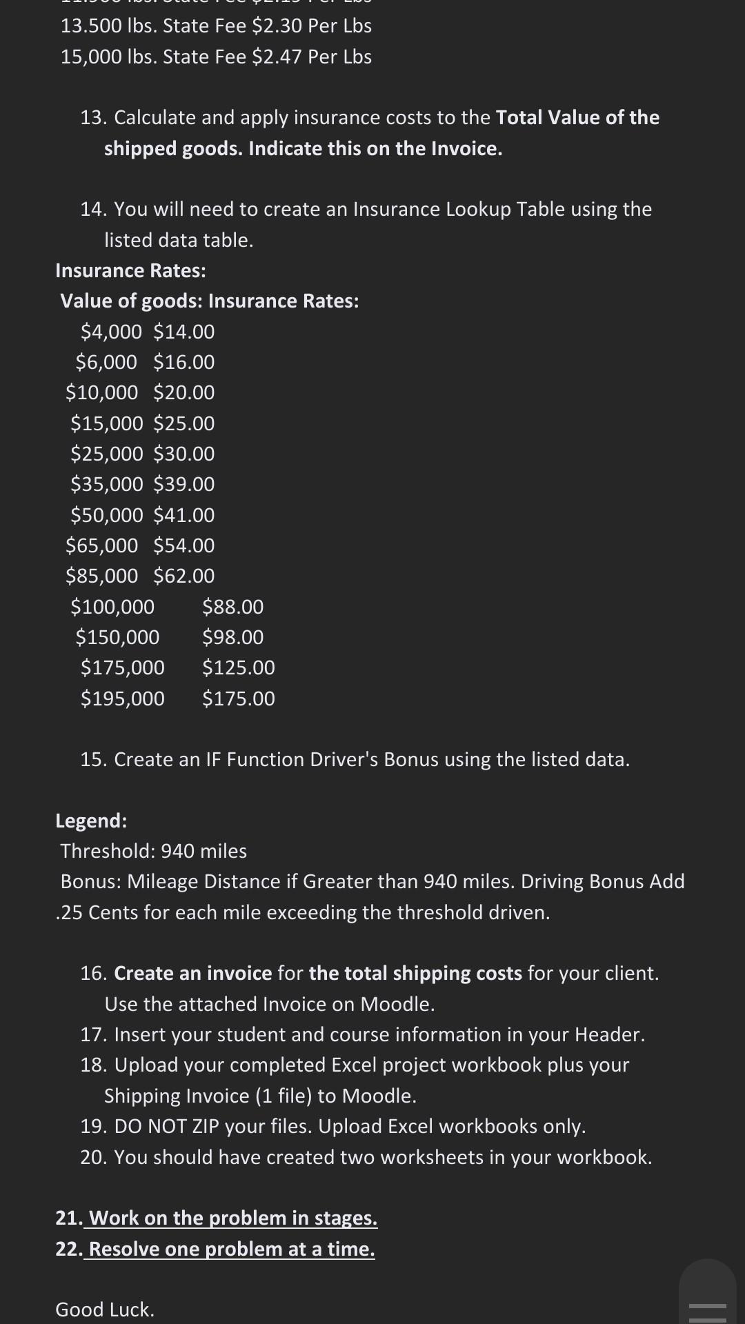 Solved BCPT 123 Aero Logistics Excel Project No.2 You are | Chegg.com