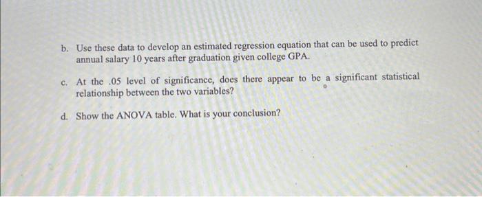 Solved College GPA and Salary. Do students with higher | Chegg.com