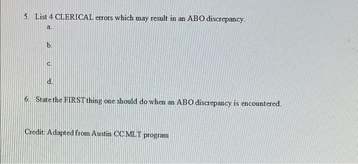 Solved Name Date ABO Discrepancies Case Studies Answer the | Chegg.com