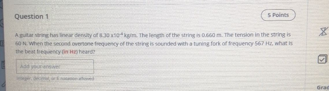 Solved Question 1A guitar string has linear density of | Chegg.com