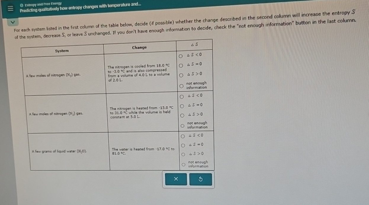 Solved O Entropy and Free EnergyPredicting qualitatively how | Chegg.com