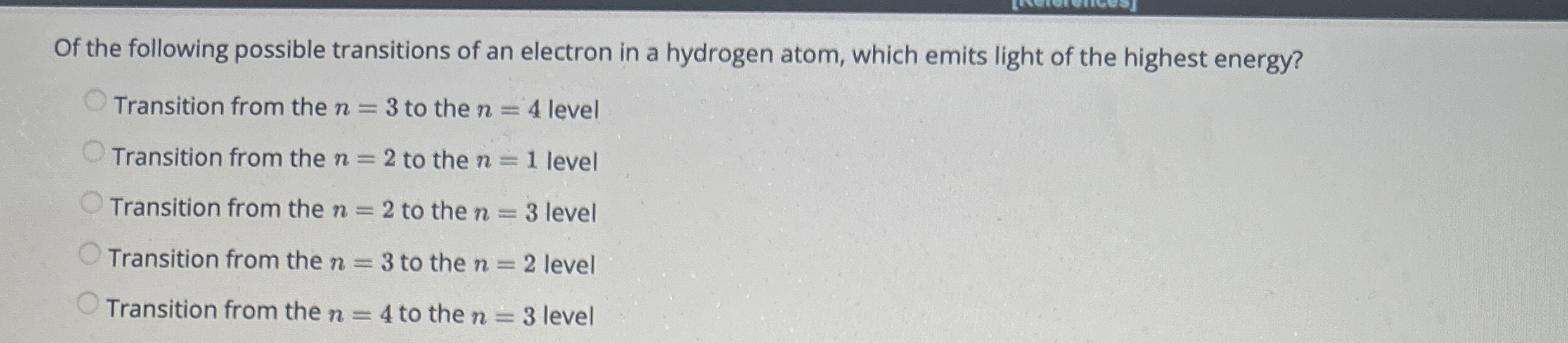 Solved Of the following possible transitions of an electron | Chegg.com