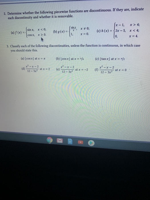 Solved 2. Determine whether the following piecewise | Chegg.com