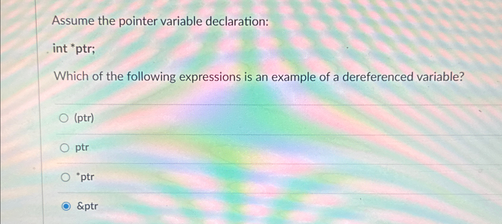Solved Assume the pointer variable declaration:int * ?** | Chegg.com