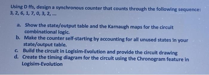 Solved Using Dffs, design a synchronous counter that counts | Chegg.com
