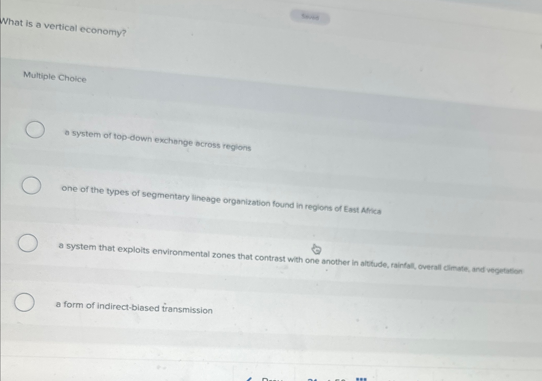 Solved What is a vertical economy?SturdMultiple Choicea | Chegg.com