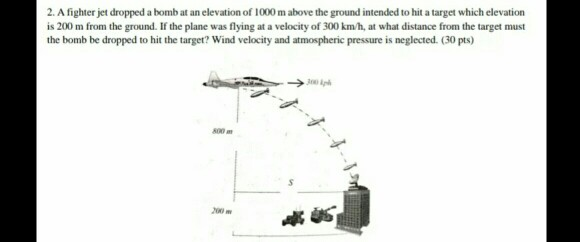Solved 2. A fighter jet dropped a bomb at an elevation of | Chegg.com