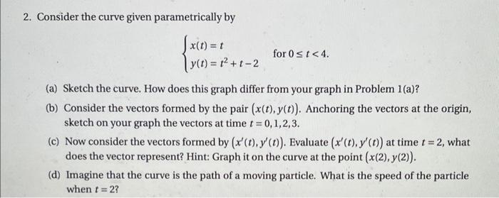 Solved 2. Consider the curve given parametrically by | Chegg.com