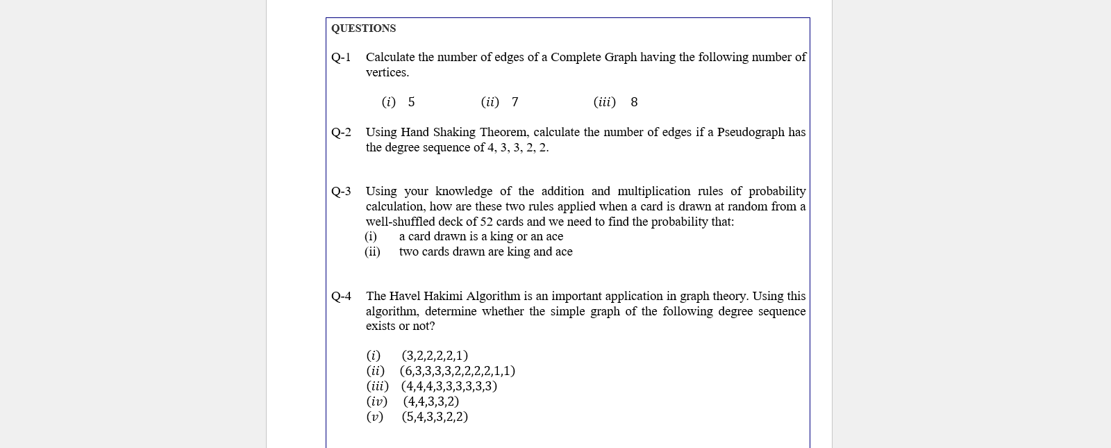 Solved QUESTIONSQ-1 ﻿Calculate the number of edges of a | Chegg.com