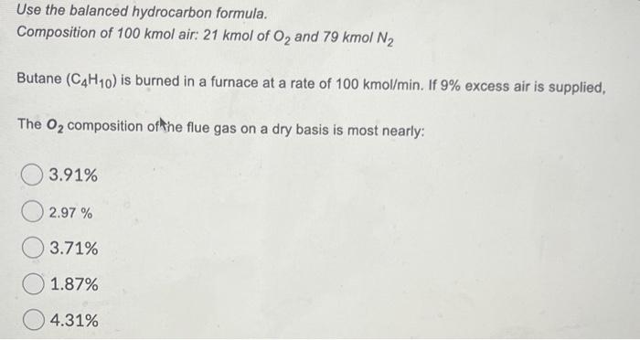Solved Use the balanced hydrocarbon formula. Composition of | Chegg.com