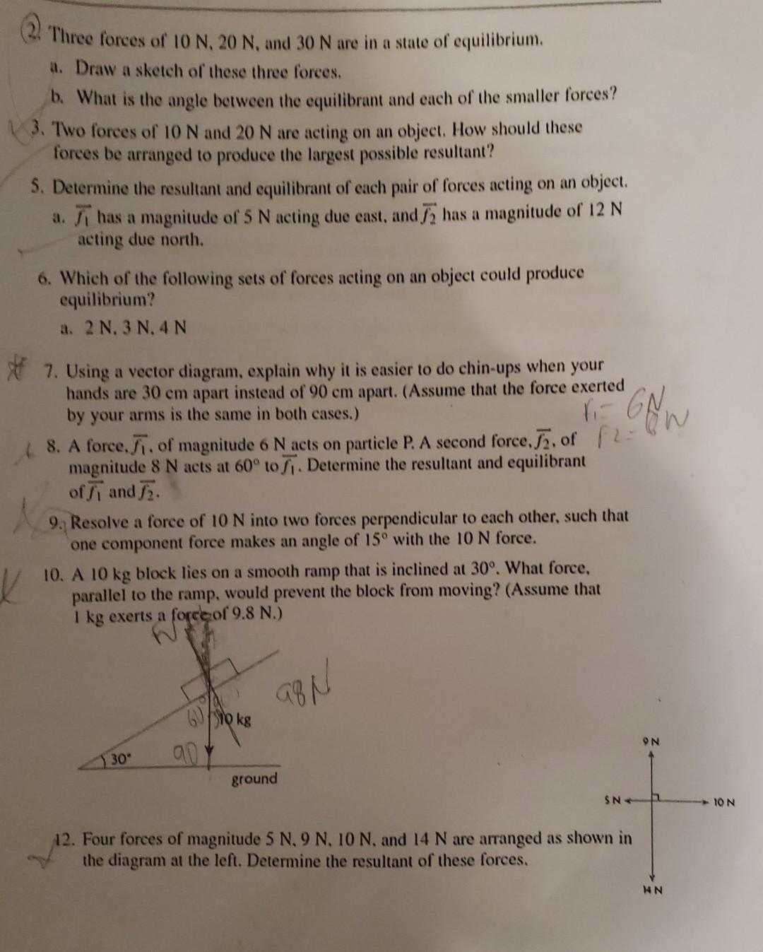 Solved Three forces of 10 N, 20 N, and 30 N are in a state | Chegg.com
