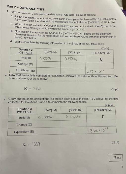 Solved Part 2 - DATA ANALYSIS 1. Now for Solution 2 complete | Chegg.com