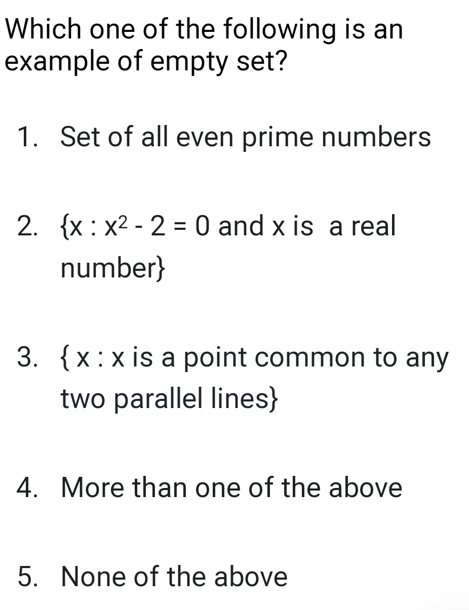 Solved Which one of the following is an example of empty | Chegg.com