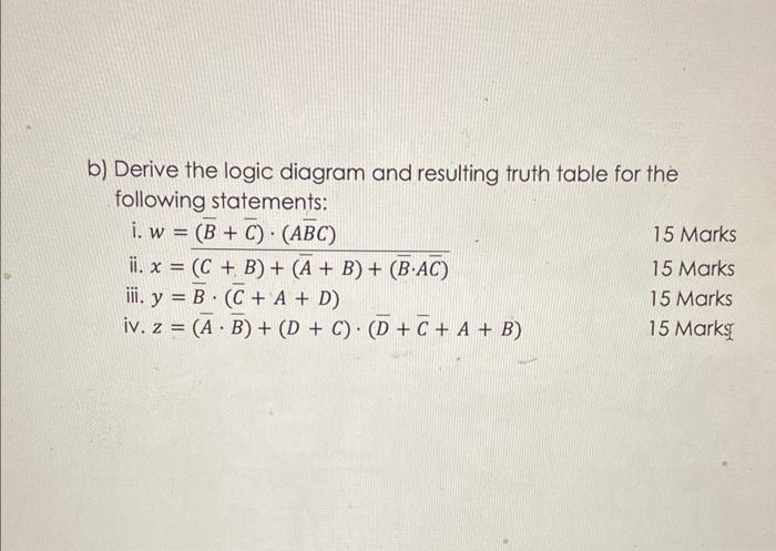 Solved b) Derive the logic diagram and resulting truth table | Chegg.com