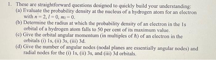 Solved 1. These are straightforward questions designed to | Chegg.com