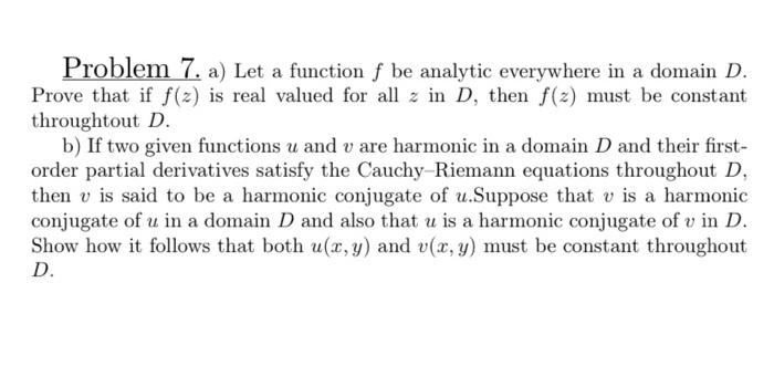 Solved Problem 7. a) Let a function f be analytic everywhere | Chegg.com