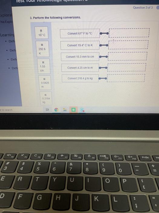 Solved Question 2 of 3 2. Match each si base unit to the | Chegg.com