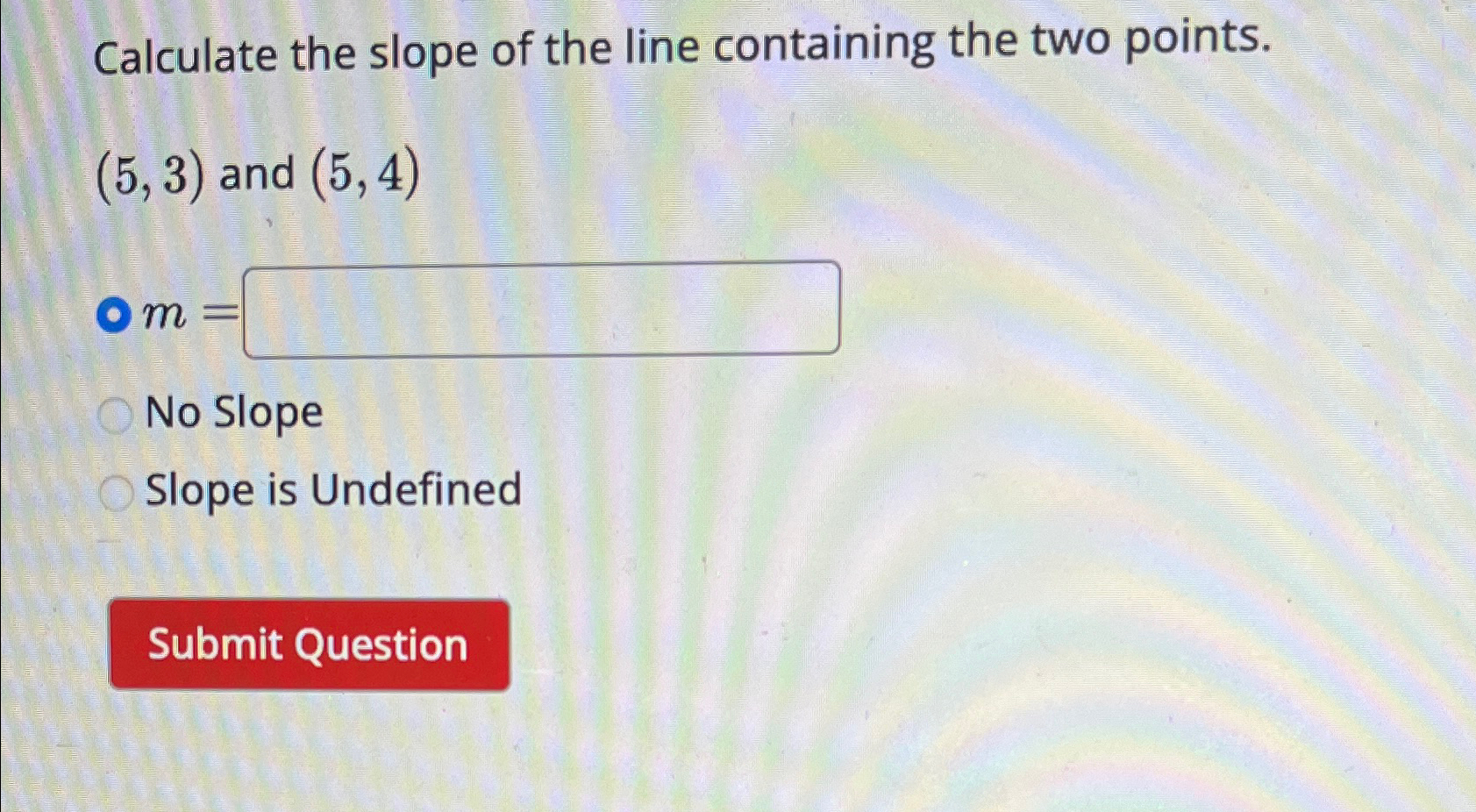 Solved Calculate the slope of the line containing the two | Chegg.com