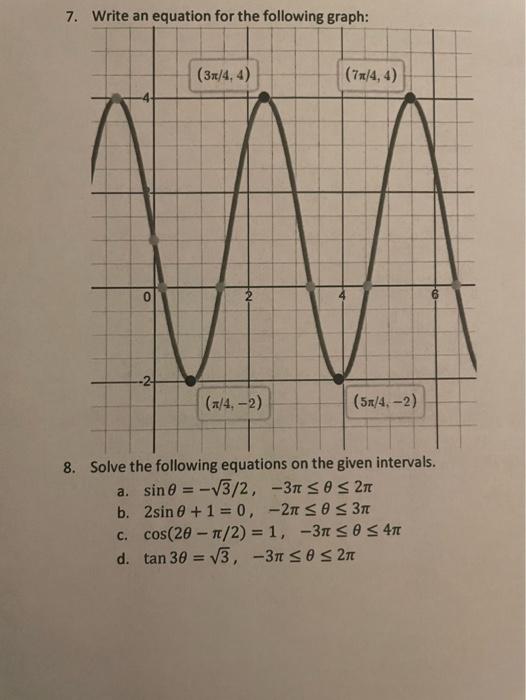 Solved 8. Solve the following equations on the given | Chegg.com