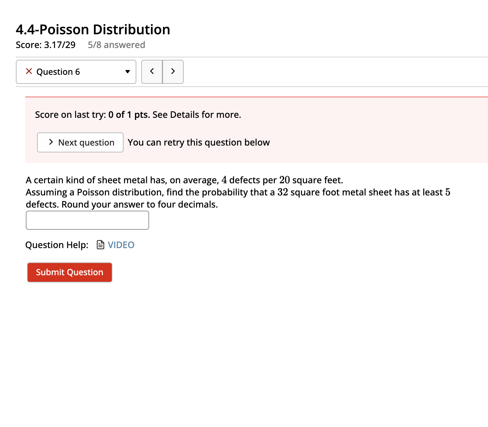Solved 4.4-Poisson DistributionA certain kind of sheet metal | Chegg.com