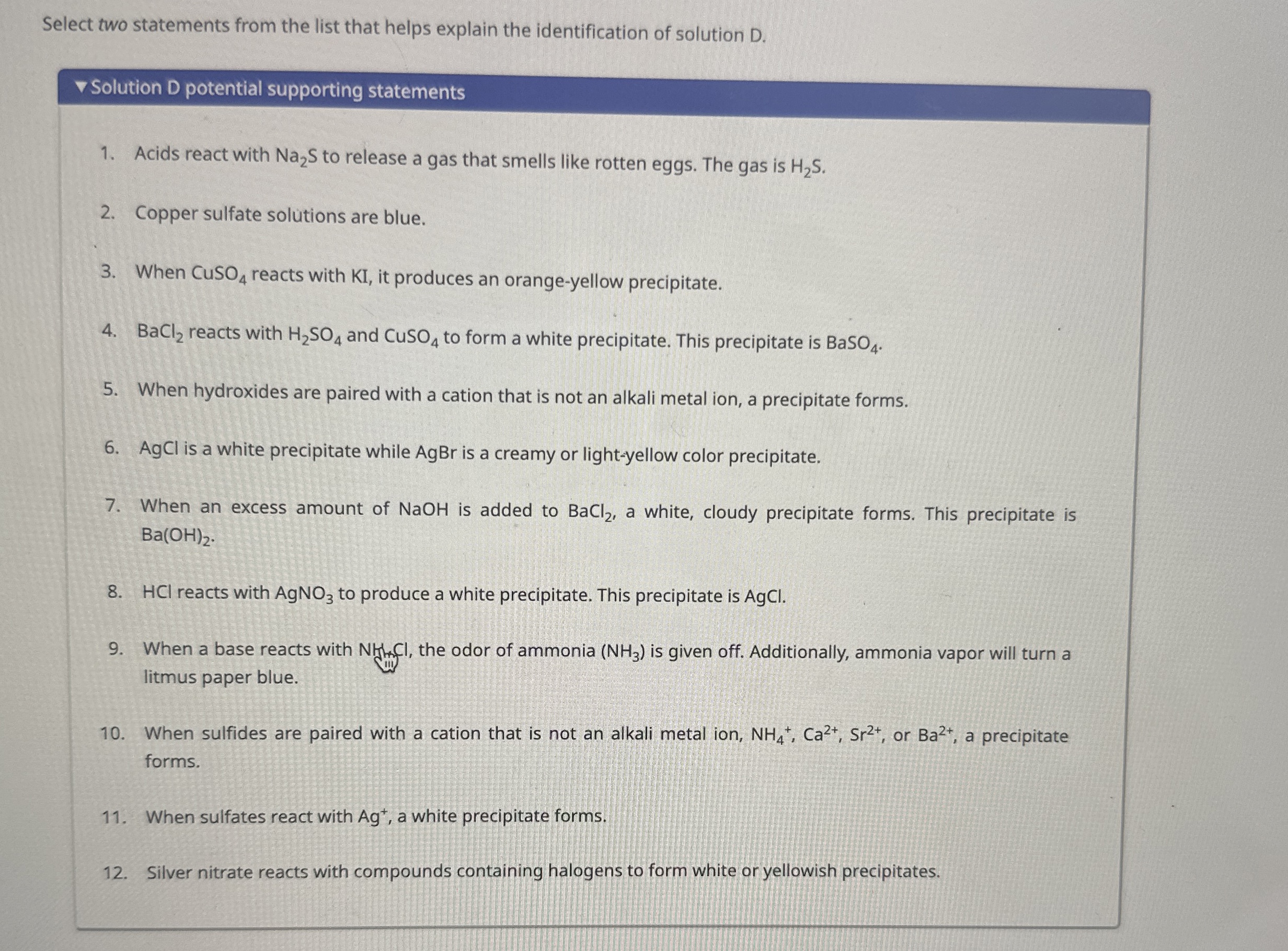 Solved Select two statements from the list that helps | Chegg.com